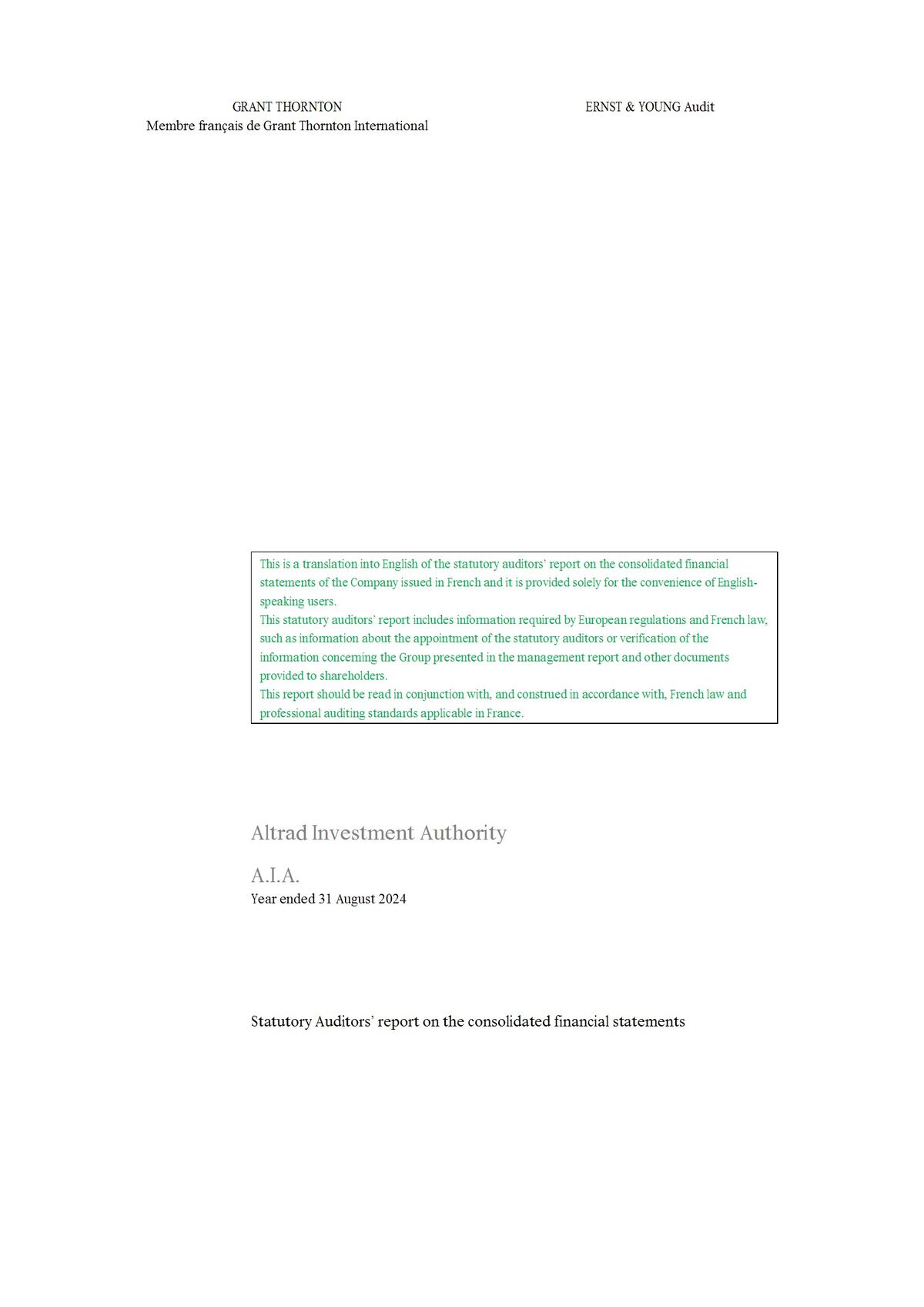 Altrad Group Audit Report FY2024 - Altrad Group (EN)