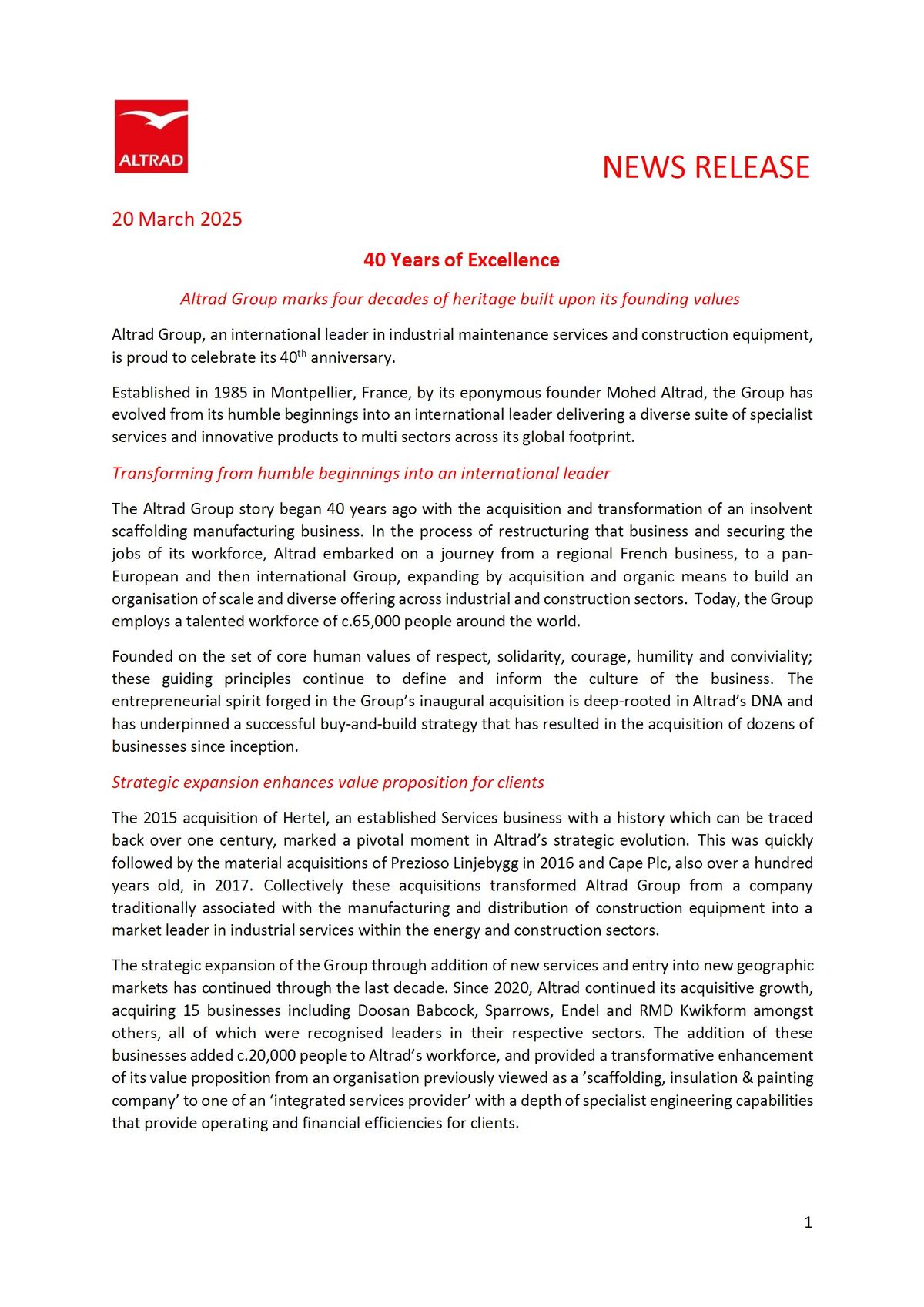 40 Années d’Excellence : Le Groupe Altrad célèbre quatre décennies d ...
